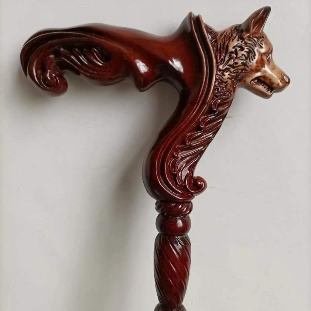 Zodiac Walking Cane Solid Wood Walking Cane Beech Snake Head Dog Head ...