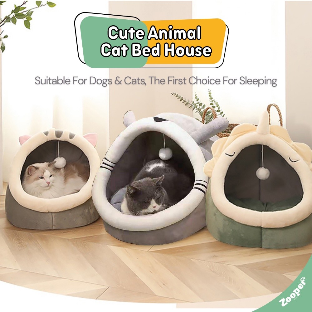 Cartoon Pet Bed Foldable Big Cat Bed Removable Washable Pet Sleeping ...