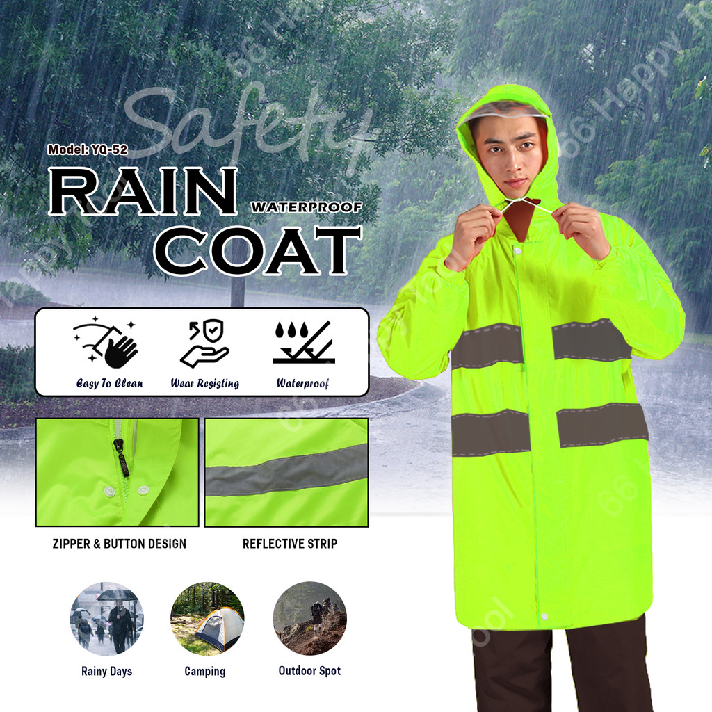 YQ-52 Safety Raincoat Reflective Rain Coat Trench High Visibility ...
