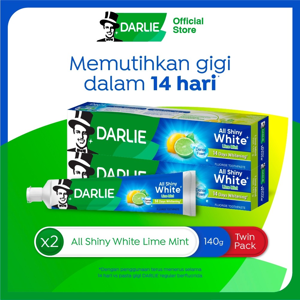 DARLIE All Shiny White Lime Mint Toothpaste 140 gr - Twin Pack Contains ...