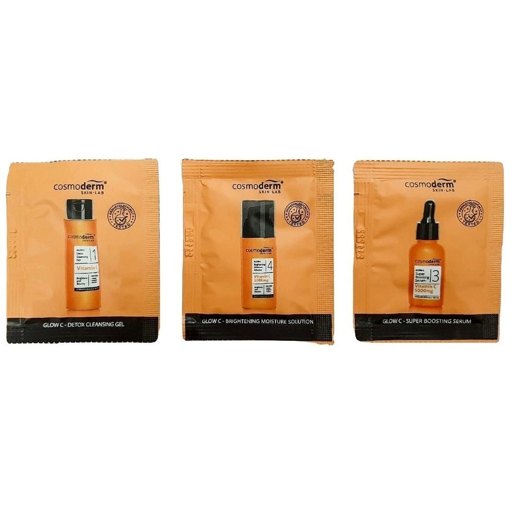 Cosmoderm Glow C Detox Cleansing Gel 5ml, Super Boosting Serum 3ml ...