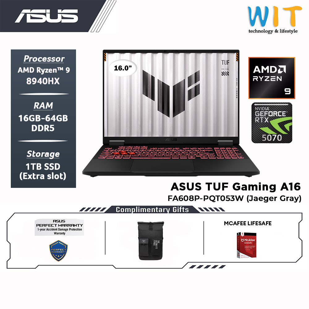 ASUS TUF Gaming A16 FA608P-PQT053W (AMD Ryzen 9-8940HX/16GB-64GB RAM ...
