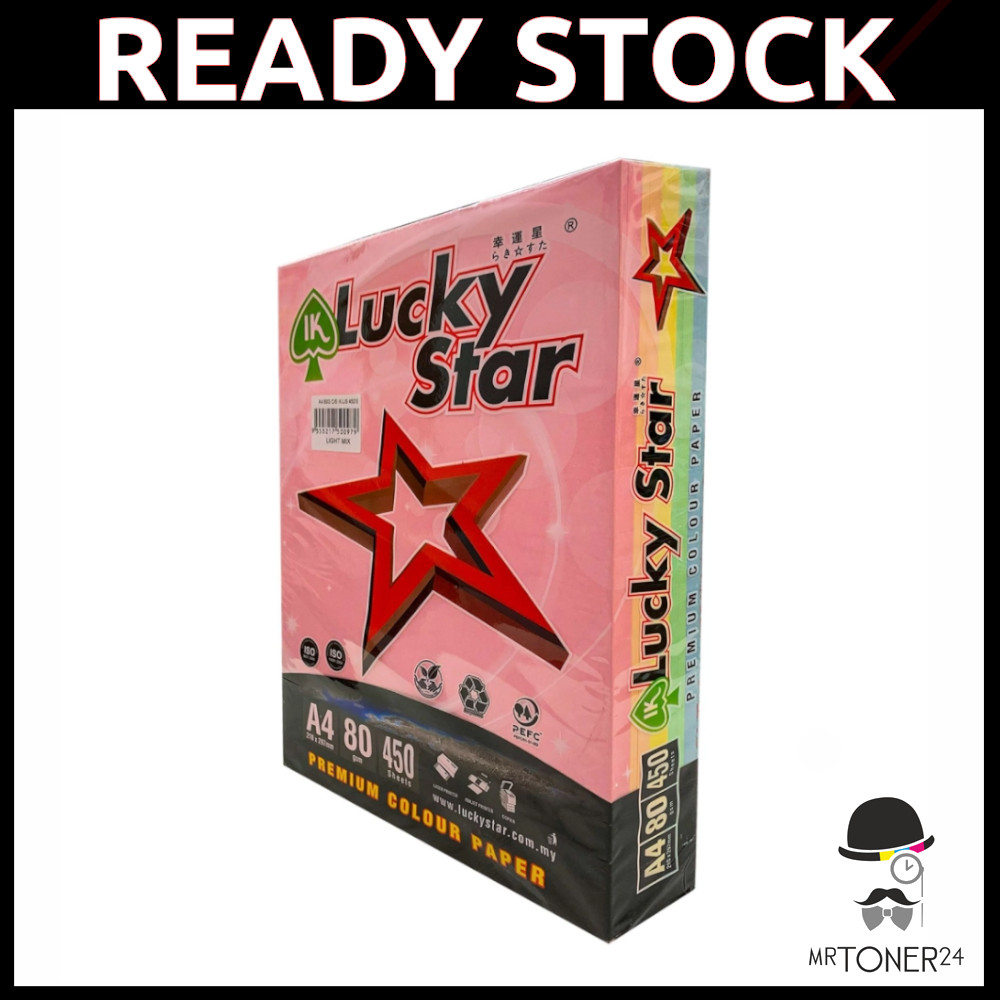 LUCKY STAR A4 COLOUR PAPER 80GSM CS 195 (LIGHT-MIX) (450'S/PACK) KERTAS ...
