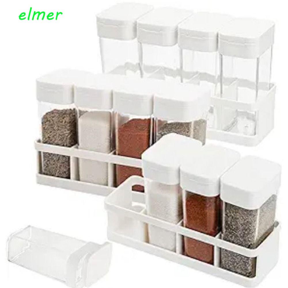 ELMER 4Pcs/set Spice Jars, Plastic Sliding Open Spice Storage Container ...