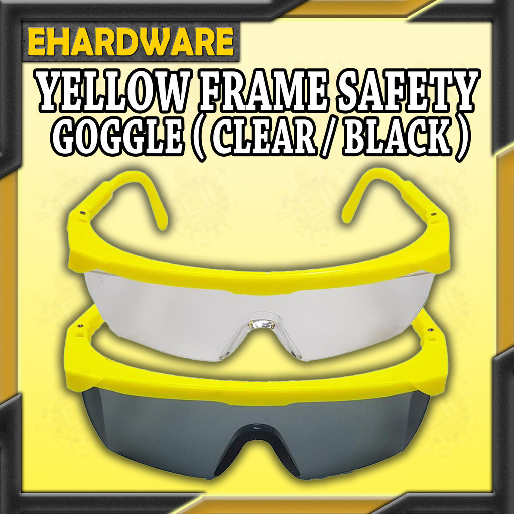 Eye Protection Safety Google Eyewear Yellow Frame Safety Goggle Cermin ...