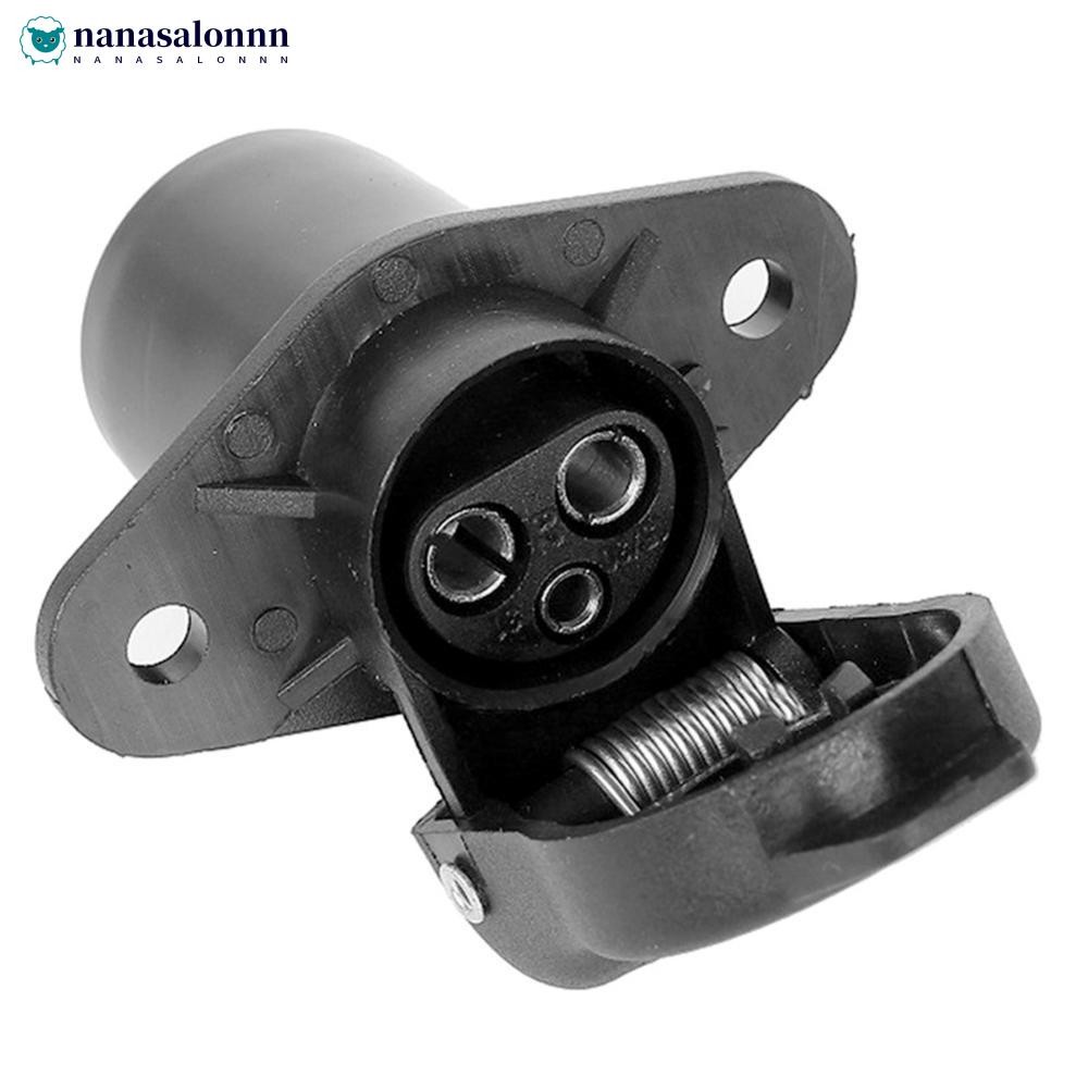 NANASALONNN 12V 3 Pin 3 Pole Plug-in Trailer Socket Connectors Round ...