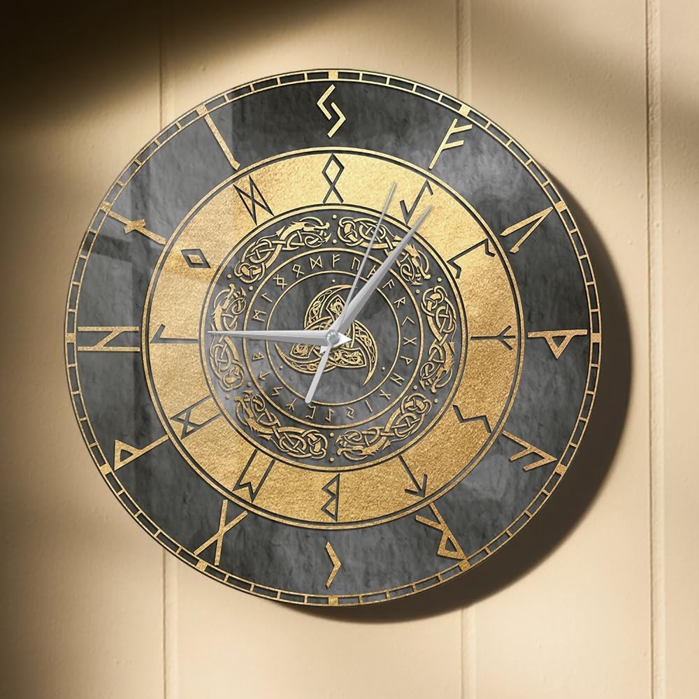 15 Inch Triple Horn of Odin Decorative Wall Clock, Norse Mythology ...