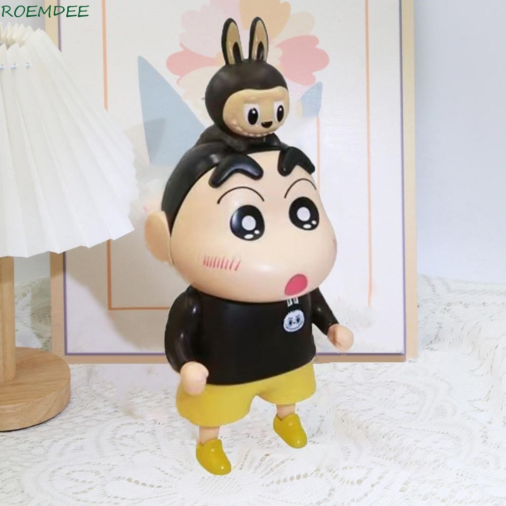 ROEMDEE Labubu Crayon Shin Chan Piggy Bank, Figure Model Large Labubu ...