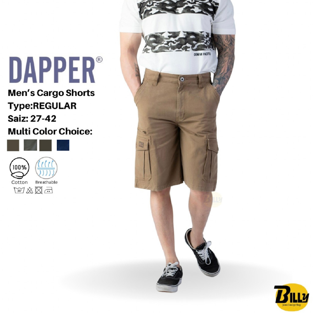 DAPPER/DP Brand Men Regular Cut Stretchable Premium Cotton Cargo Shorts ...