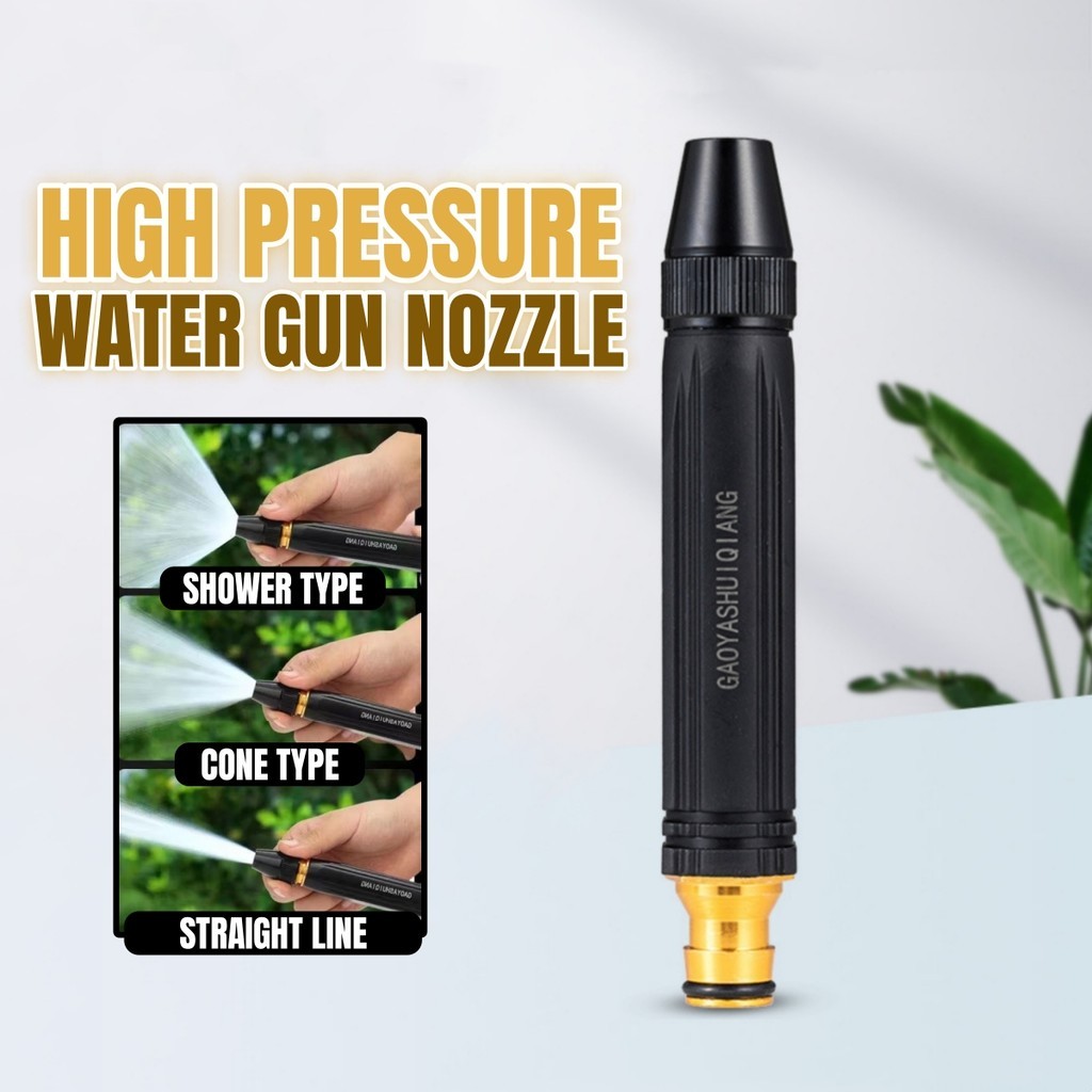 High Pressure Water Gun Jet Sprinkler Hose Nozzle Adjustable Metal ...