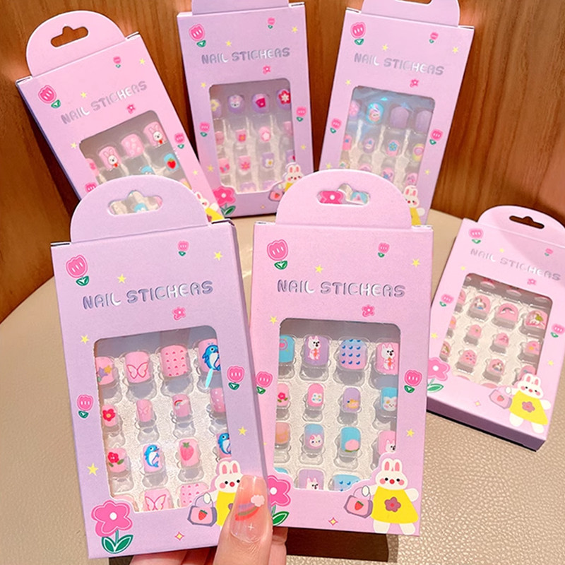 Cute Mermaid Nail Sticker for Kids Girls Princess Fake Nails Set Self ...