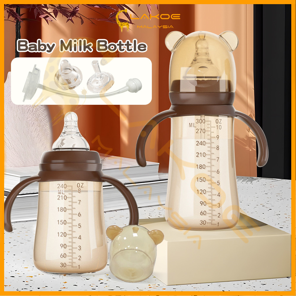 lakoe 240ml/300ml Botol Susu PPSU Wide Neck Milk Bottle Baby Feeding ...