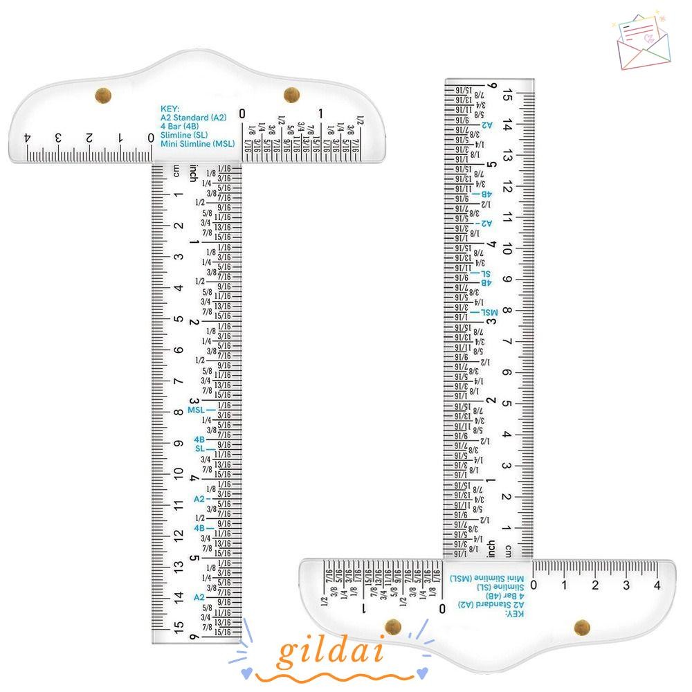 GILDAI Graduated T-Ruler Measuring Scale Rule In Both Inches And Metric ...