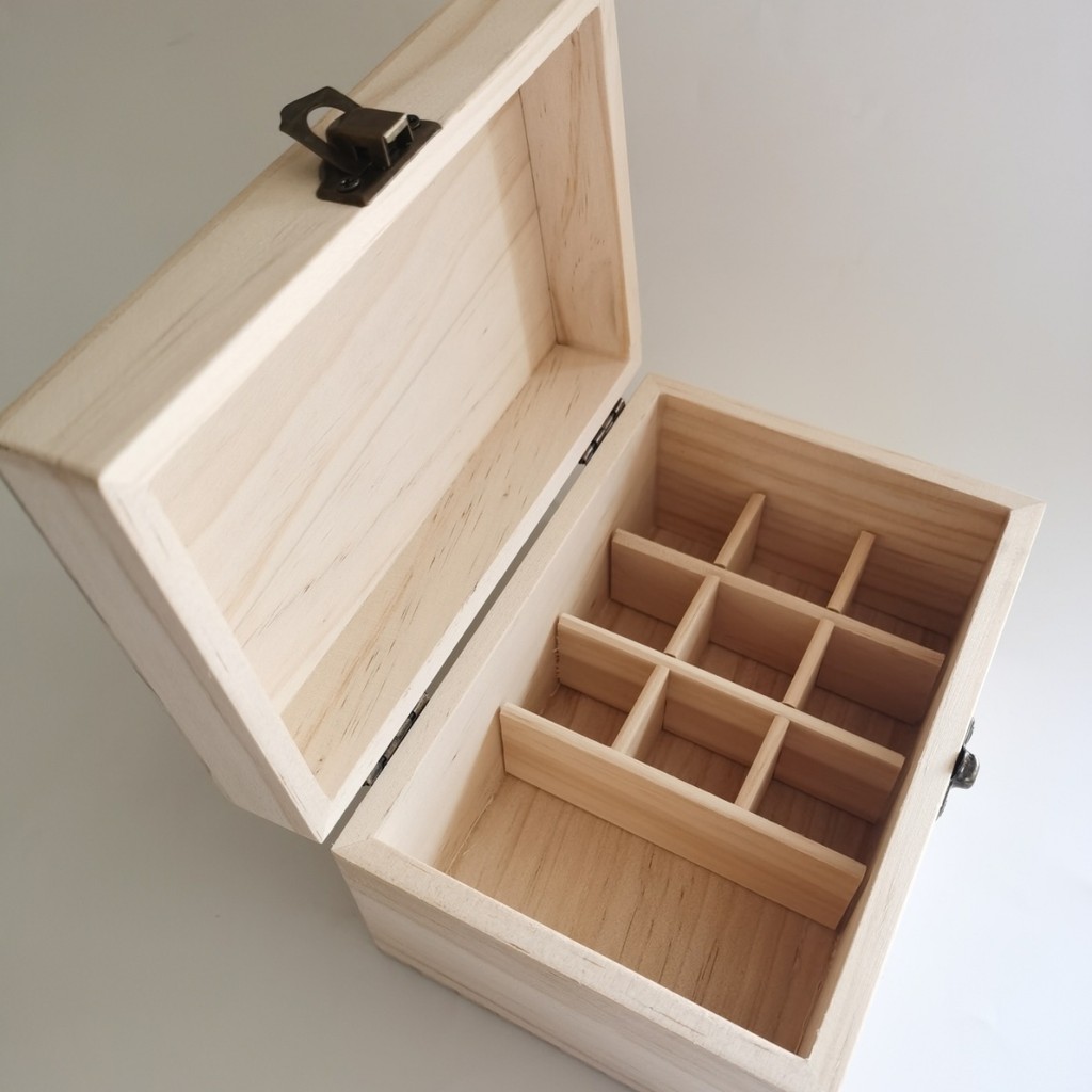 Essential Oil Storage Box Wooden Box Solid Wood 10 Compartments 9 ...