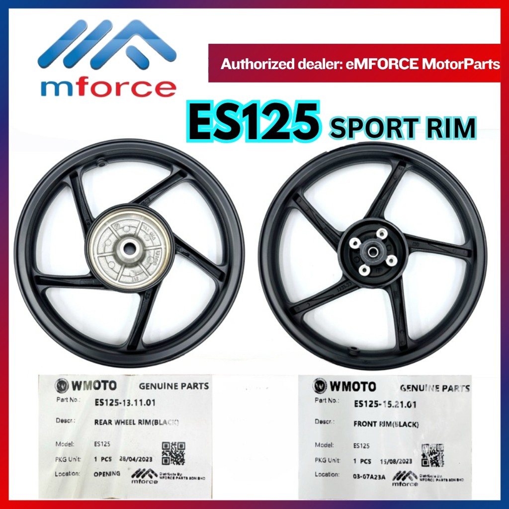 WMOTO ES125 SPORT RIM (BLACK) HITAM DEPAN BELAKANG FRONT REAR ORIGINAL ...