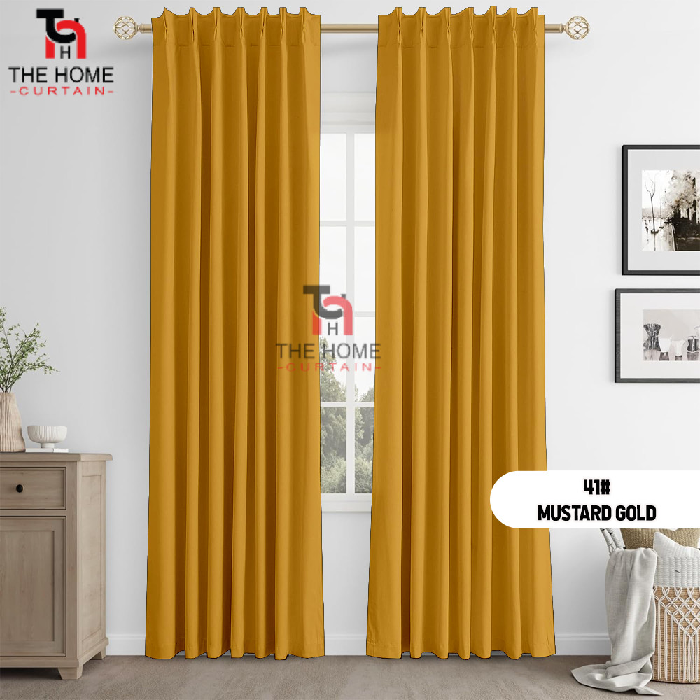#41 MUSTARD GOLD Matte Satin Melati Langsir Semi-Blackout Plain Free ...