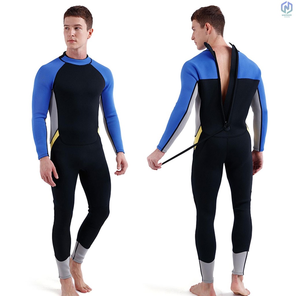 3mm Neoprene Wetsuit for Men Back Zip Full Body Diving Suit for ...