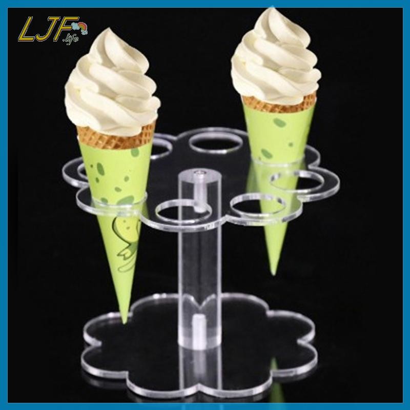 LJF 1pcs 8 Holes Acrylic Ice Cream Cone Stand Holder Transparent/Chip ...