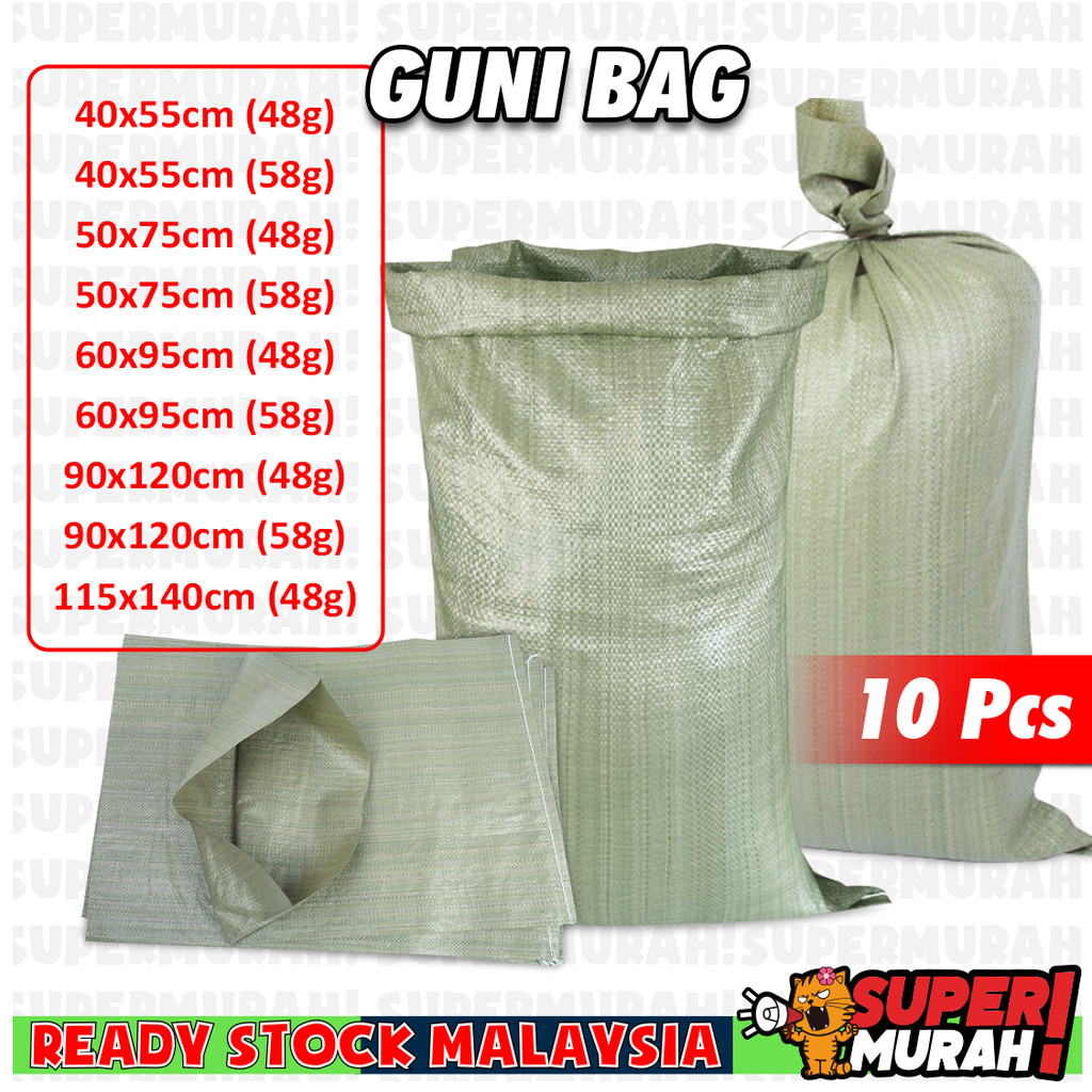 10 Pcs PP Woven Guni Extra Large Plastic Besar Sand Courier Storage ...