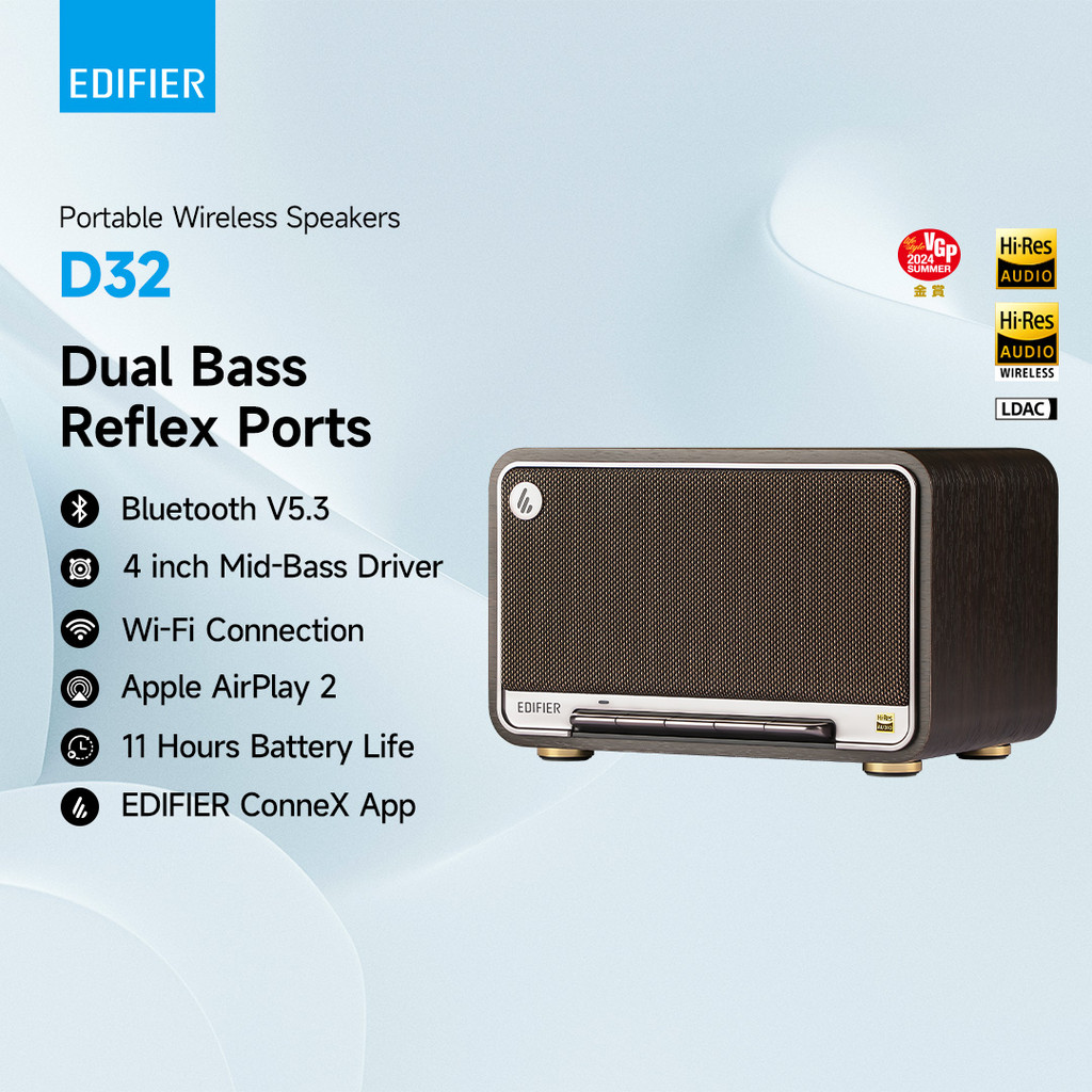 Edifier D32 Tabletop Bluetooth V5.3 Hi-Res Audio Wireless Speaker (60W ...