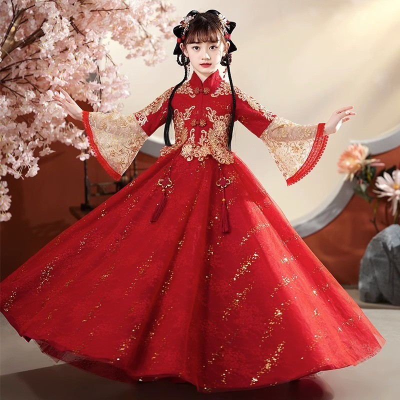 new year dress Girls Hanfu Long Sleeve Chinese Elegant Runway Show ...