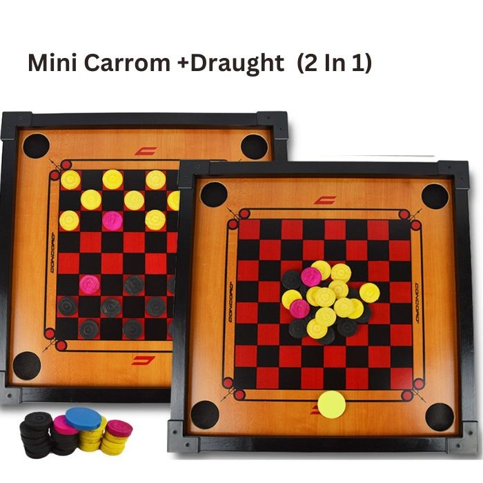 2 in 1 Mini Carrom Board & Draught Set / Set Papan Mainan Karom & Dam ...
