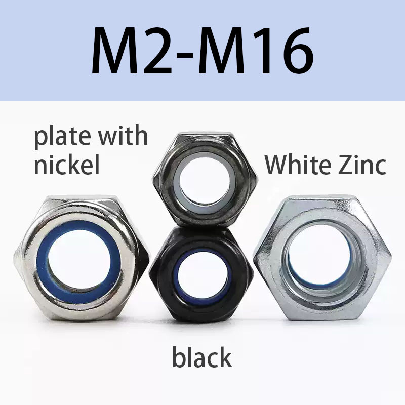 Lock nut white zinc/black zinc/nickel plated flange anti loosening nut m2/m2.5/m3/m4/m5/m6/m8 ...