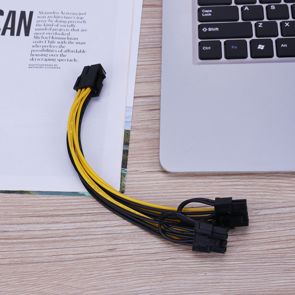 20cm Graphic Card Extender Power Supply Cable 6Pin Port to Dual 8(6+2 ...