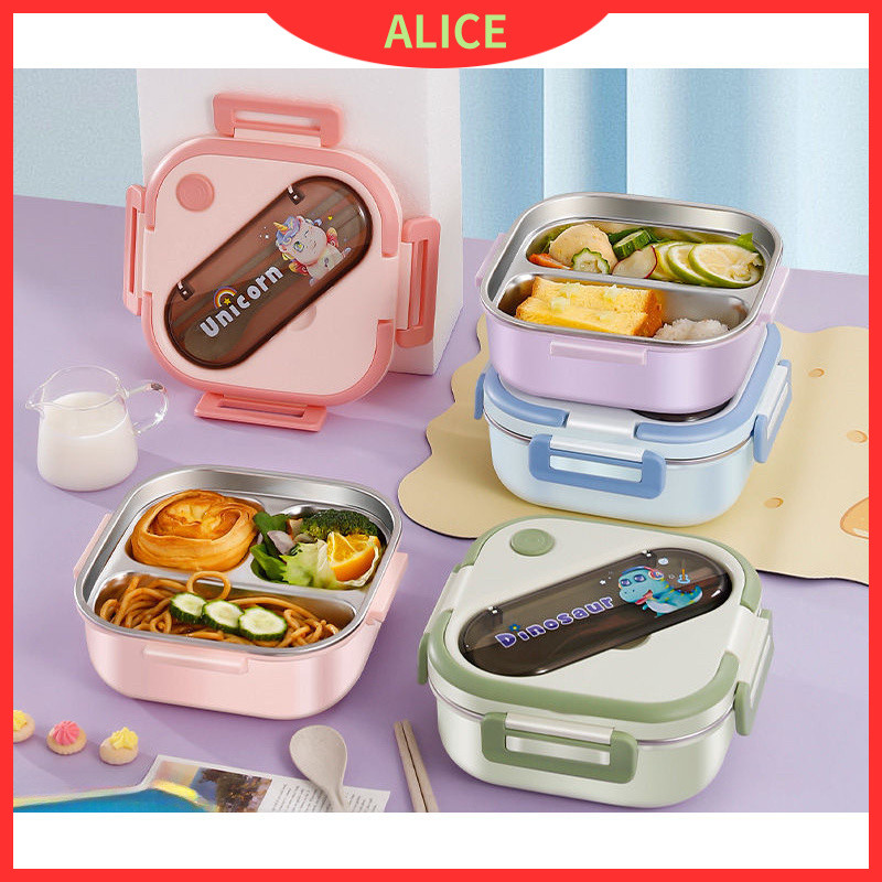 Lunch Box for Kids 304 Stainless Steel with Lid and Spoon Water ...