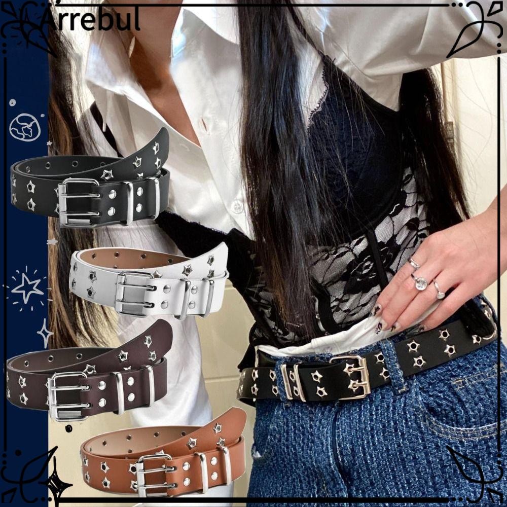ARREBUL Rivet Belts, Star Eyelet Punk Rock Style Gothic Leather Belt ...