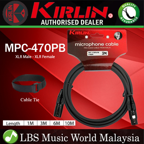 Kirlin MPC-470PB 3 Pin Metal Connector Microphone Cable XLR Male to XLR ...