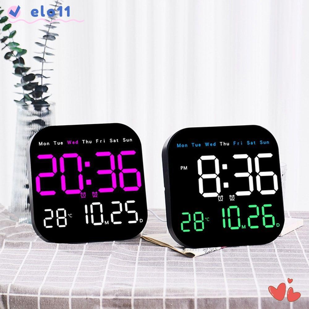 ELO11 Electronic Wall Clock, Wall-mounted Temperature Digital LED ...