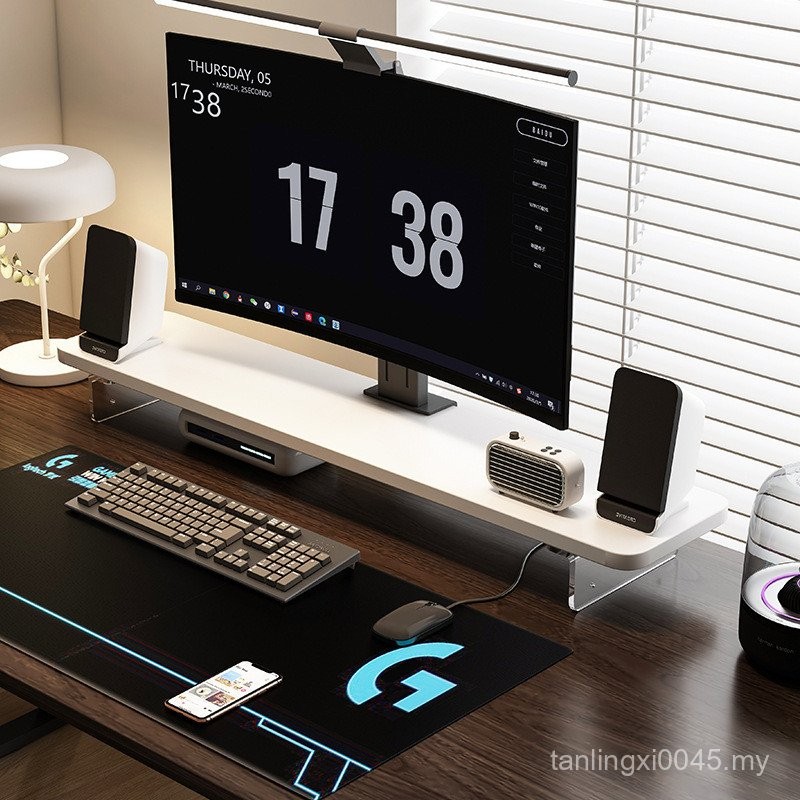 Desktop Computer Monitor Elevated Rack Solid Wood Screen Storage ...