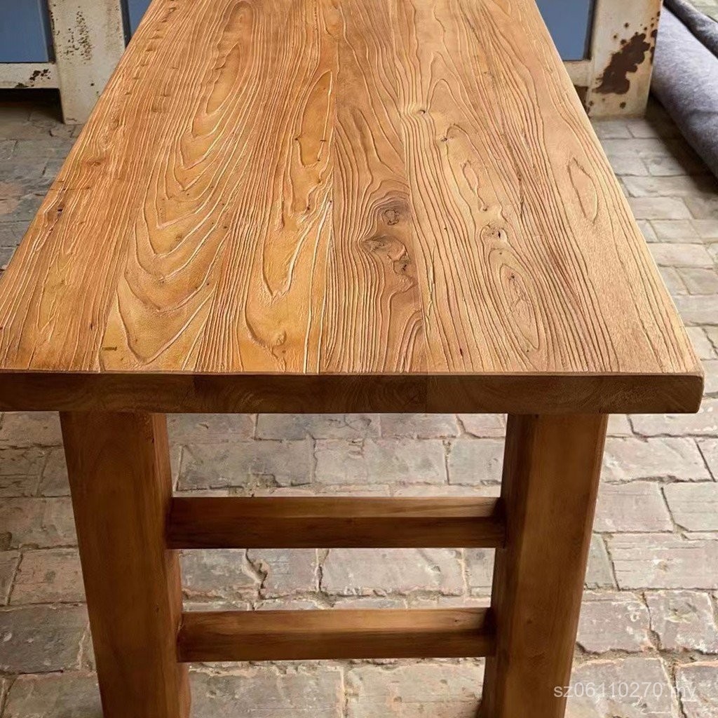 0J Dining Old Bar Table Retro Modern Old Elm Desk Made Log Simple Large ...