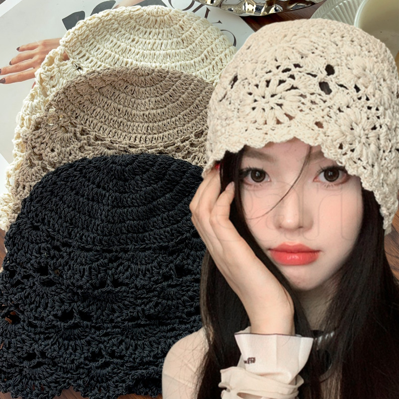 Bohemian Crochet Hollow Knitted Hat - Women Hollowed Out Beanie Cap ...
