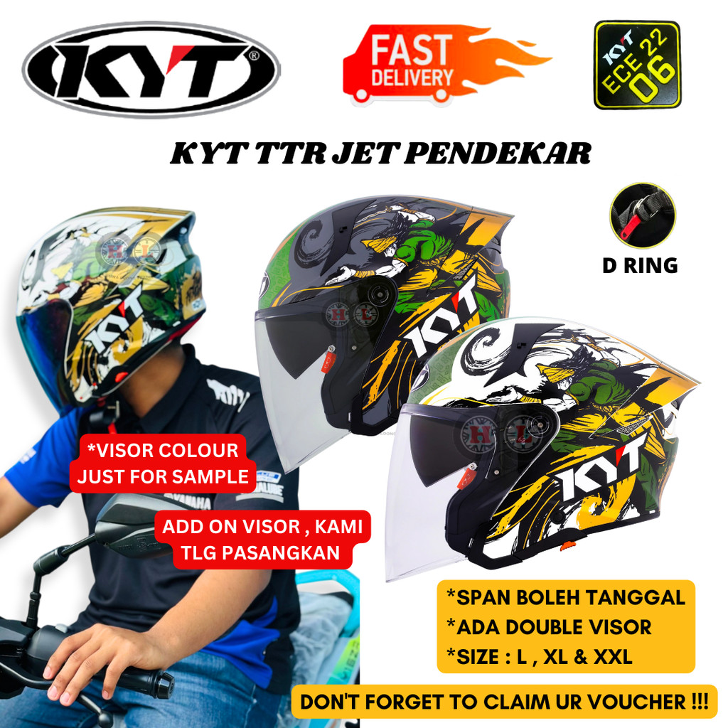 KYT TTR JET PENDEKAR HELMET DOUBLE VISOR KYT HELMET OPEN FACE KYT JIWA ...