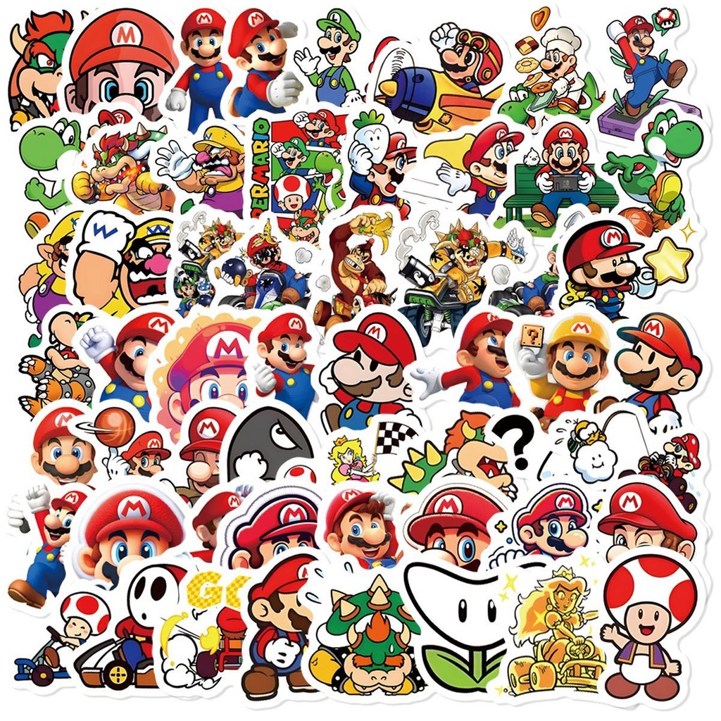 100pcs Super Mario sticker waterproof kids decal notebook water bottle ...
