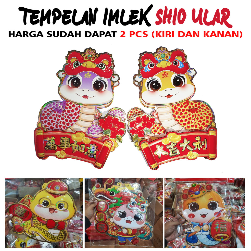 Chinese New Year Sticker 2025 Shio Snake Wall Door Sticker Cartoon ...