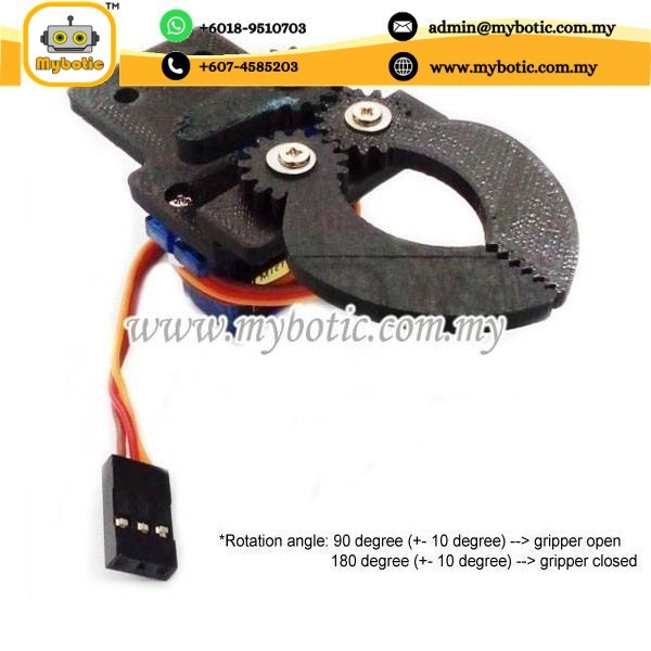 3D Printed Small Gripper with SG90 Micro Servo Motor 9g (180 degree ...