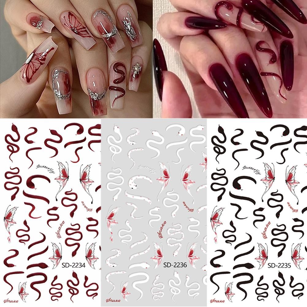 STAR Year Of The Snake Nail Art Sticker Little Red Snake Nail Sweet ...