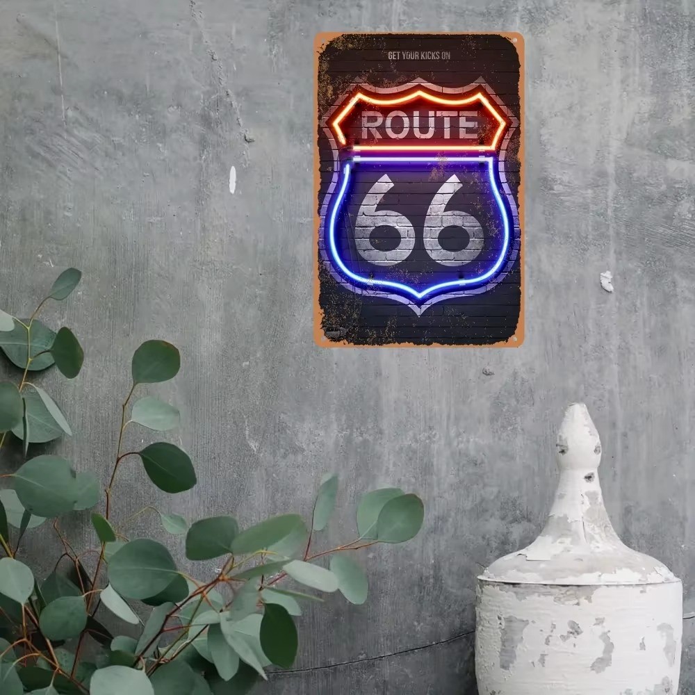 Retro Route 66 Neon Aluminum Sign Perfect Poster for Bar Restaurant or ...