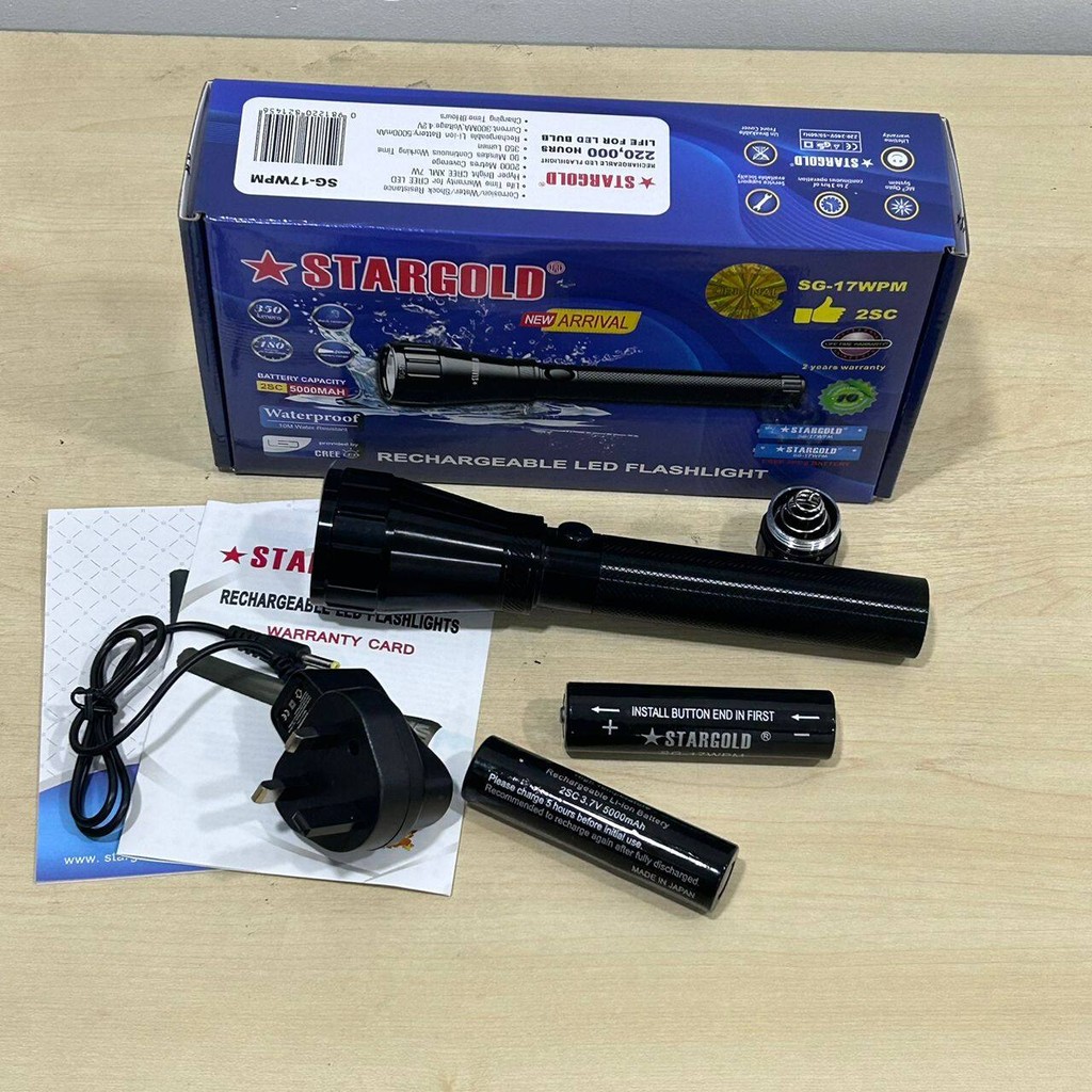 STARGOLD SG17 Flashlight Rechargeable LED Torchlights - Super Bright LED 350 Lumens -Waterproof ...