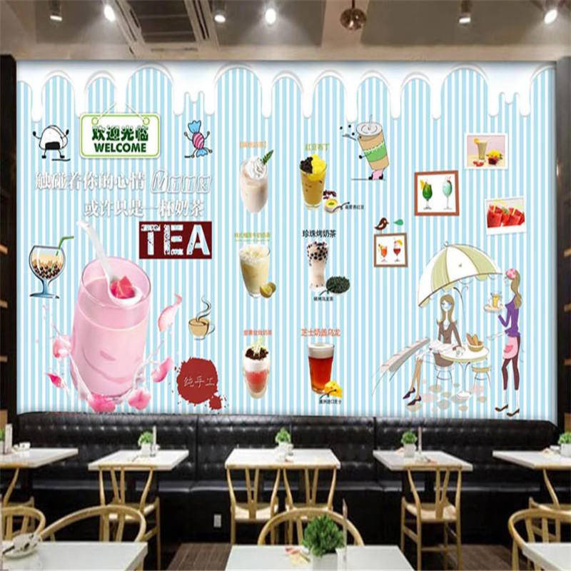 Custom wallpaper mural Diy Text Fashion Cold Drink European Afternoon ...