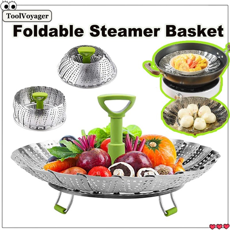 Stainless Steel Folding Food Steamer Foldable Steaming Rack Steamer ...