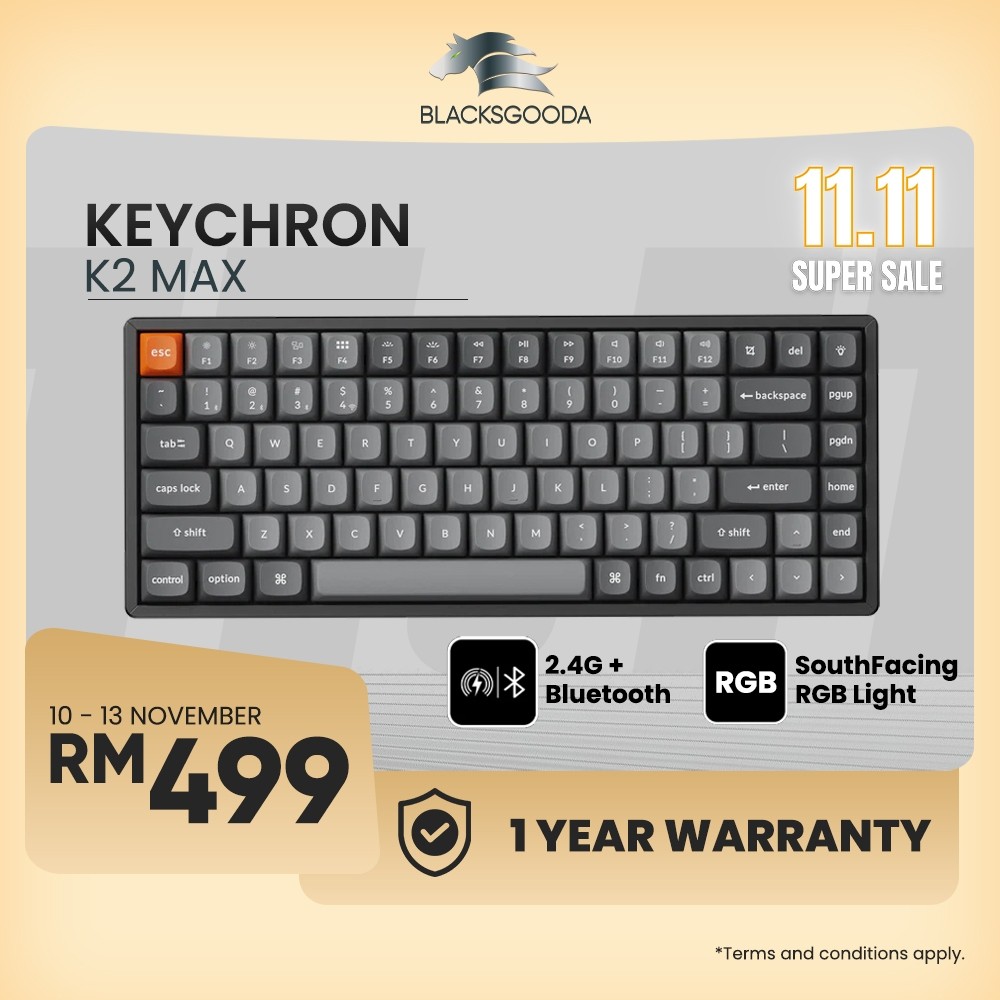 KEYCHRON K2 MAX ANSI 75% LAYOUT 84 KEY FULL ASSEMBLED RGB HOT-SWAP ...