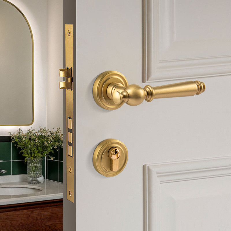 Brass Split Door Lock Bedroom Mute Magnetic American Simple Indoor ...