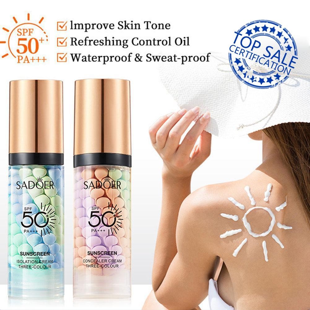 Three Color Rainbow Sunscreen Primer Spf50+ Isolate Primer Uv Makeup ...