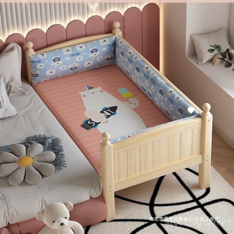 Big Bed Solid Wood Baby Single Children Bed Princess Bed Stitching Girl ...