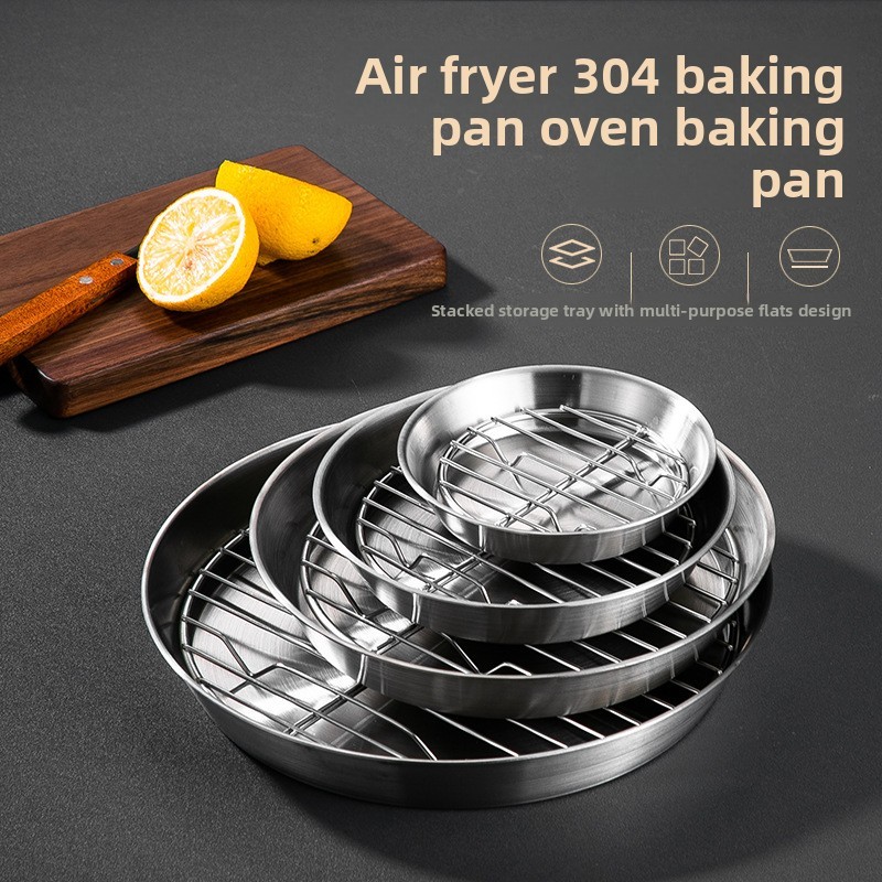 304 Stainless Steel Grill Tray with Mesh Baking Tray Circular Drain ...