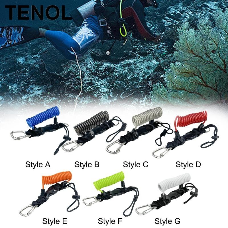 TENOL Scuba Diving Coil Lanyard Freediving Lanyard Rope Heavy Duty with ...